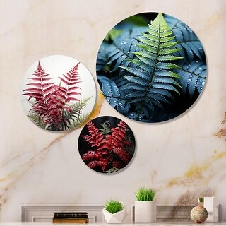 Designart "Ferns Ruby Essence I" Floral Metal Art Living Room Matching Set - Bed Bath & Beyond ...